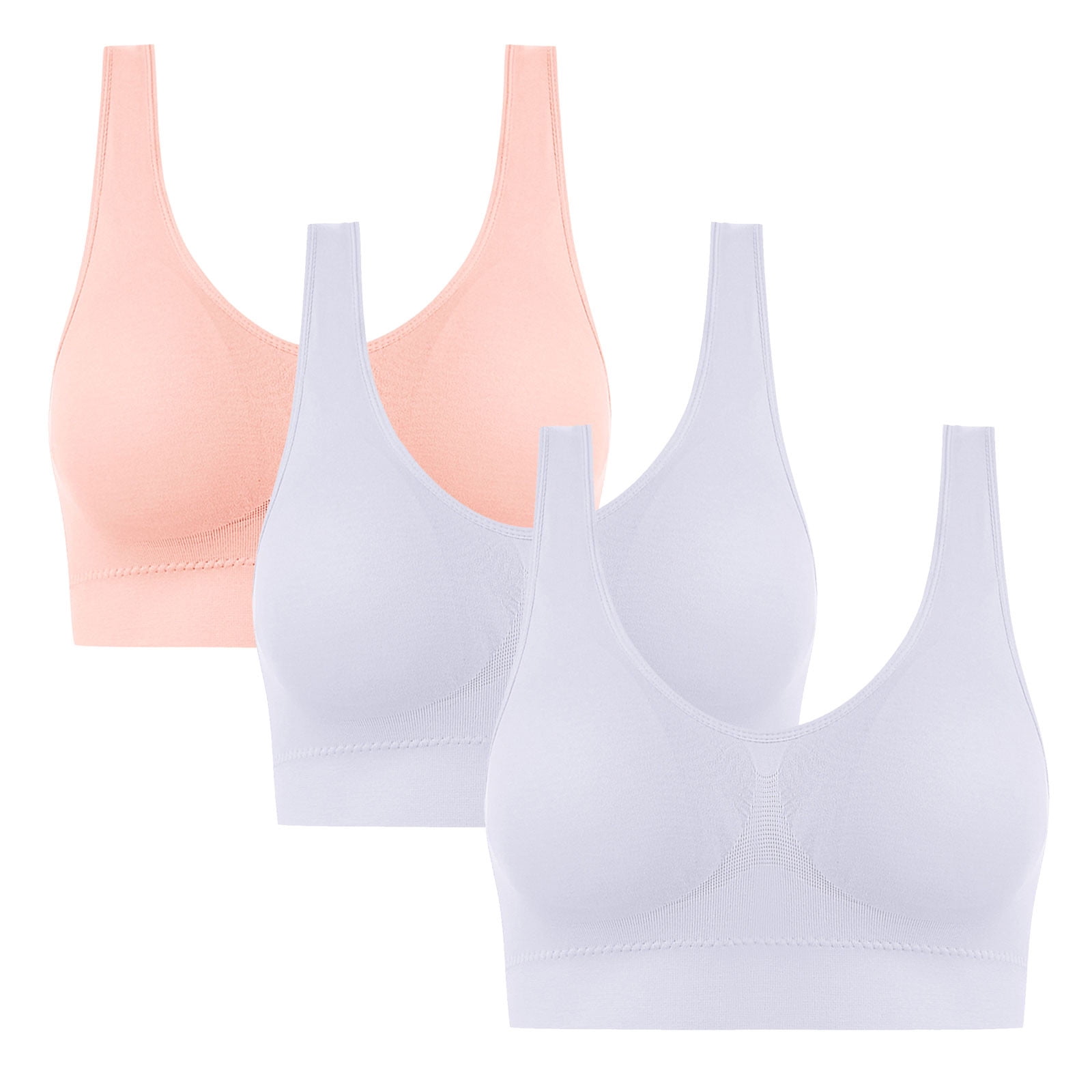 3 Pack Wireless Bras Womens Seamless Everyday Comfortable Plus Size ...