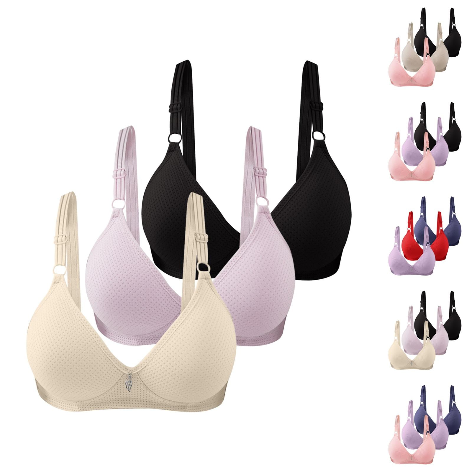 3 Pack Wireless Bras for Women Comfortable No Underwire Adjustable ...