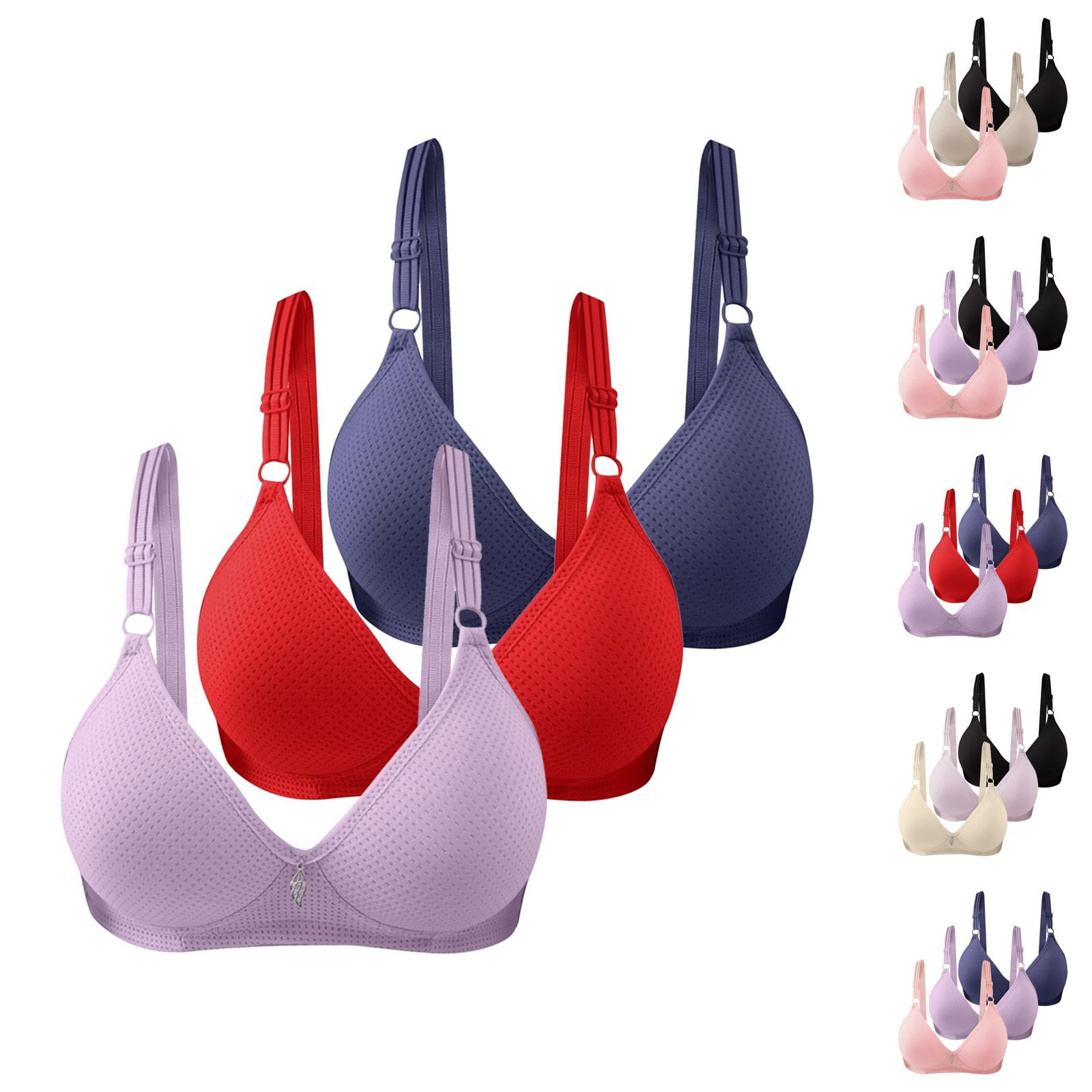 3 Pack Wireless Bras for Women Comfortable No Underwire Adjustable ...