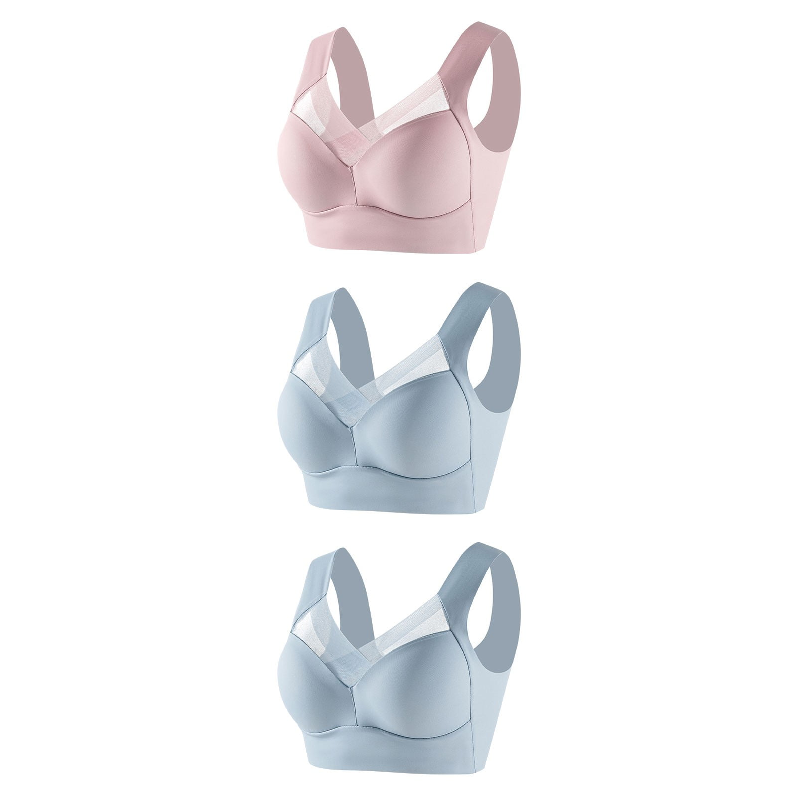 3 Pack Wireless Bras for Women Seamless No Underwire Mesh Bra ...