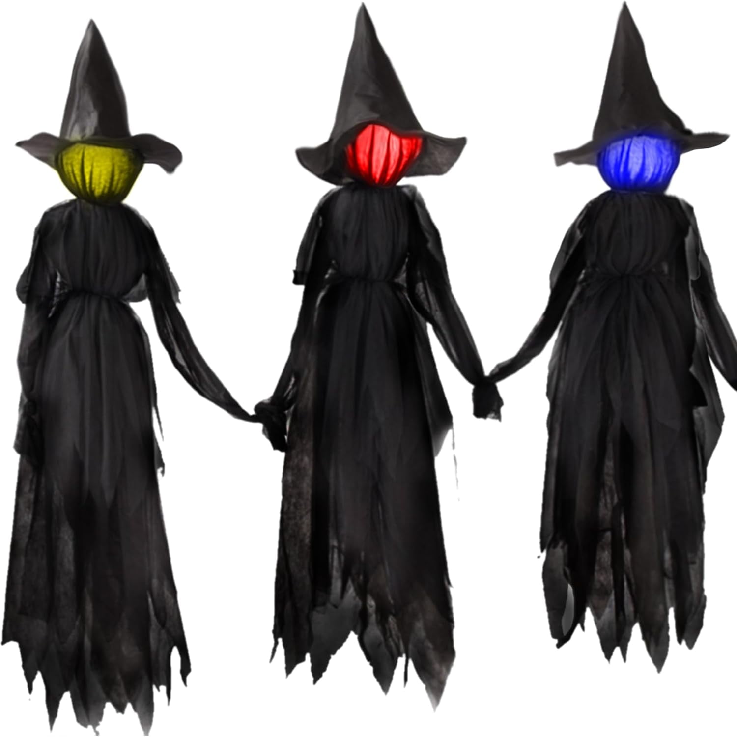 3 Pack Witches Halloween Decorations Outdoor, 6 FT Lighted Witch Stakes ...