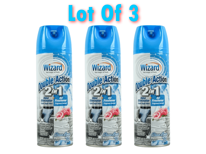 3 Pack Wizard Double Action 2 in 1 Odor Eliminator and Air Freshener ...