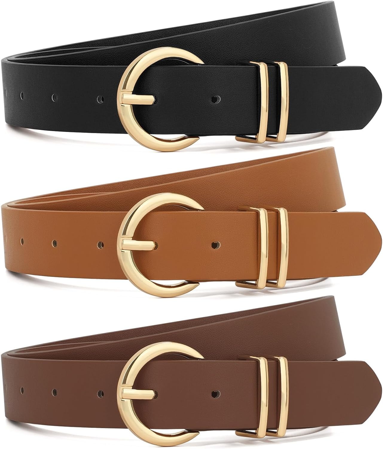 3 Pack Women Belts For Jeans Dresses Pants Ladies Leather Waist Belt ...