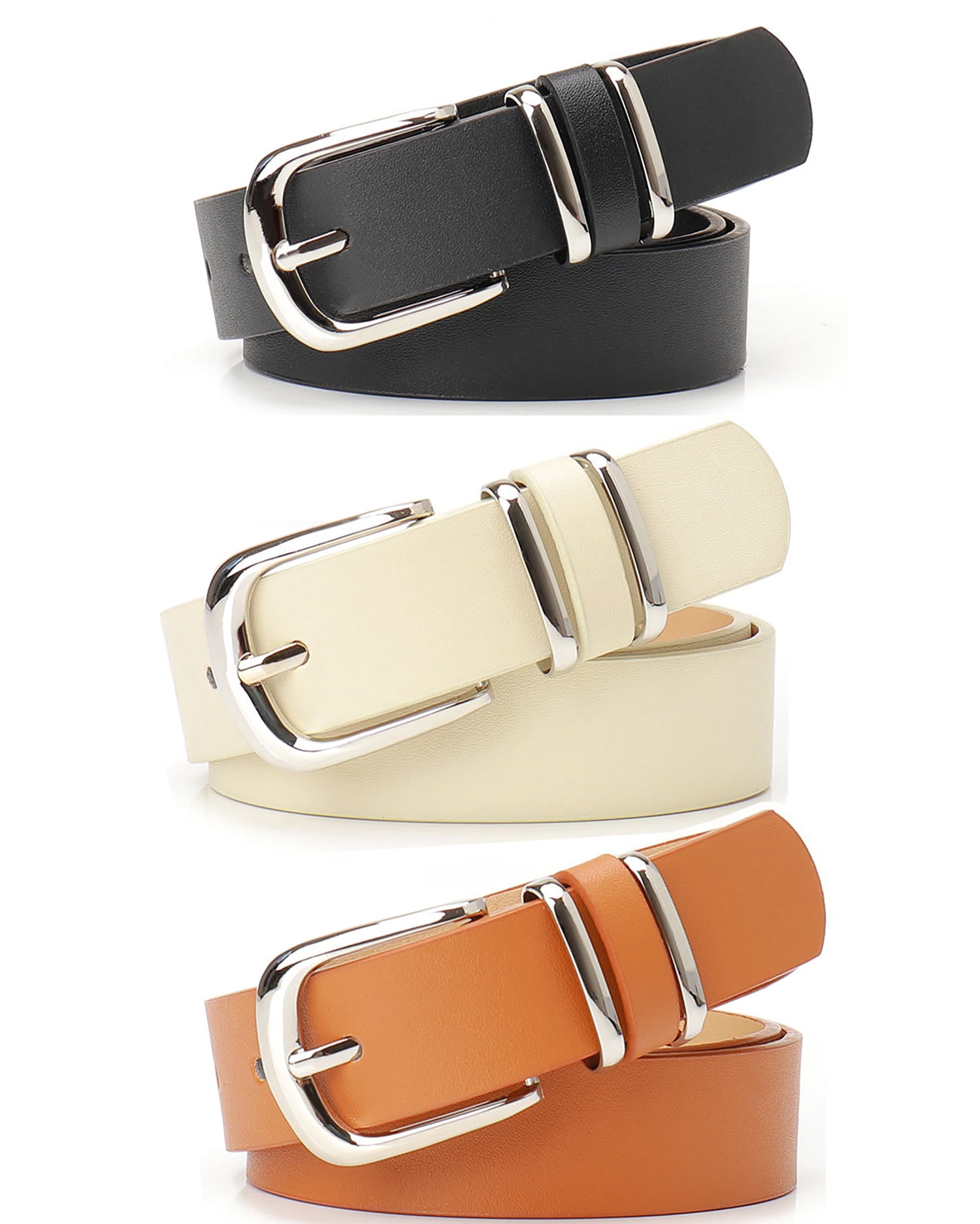 3 Pack Women Belts For Jeans Dresses Pants Ladies Leather Waist Belt ...