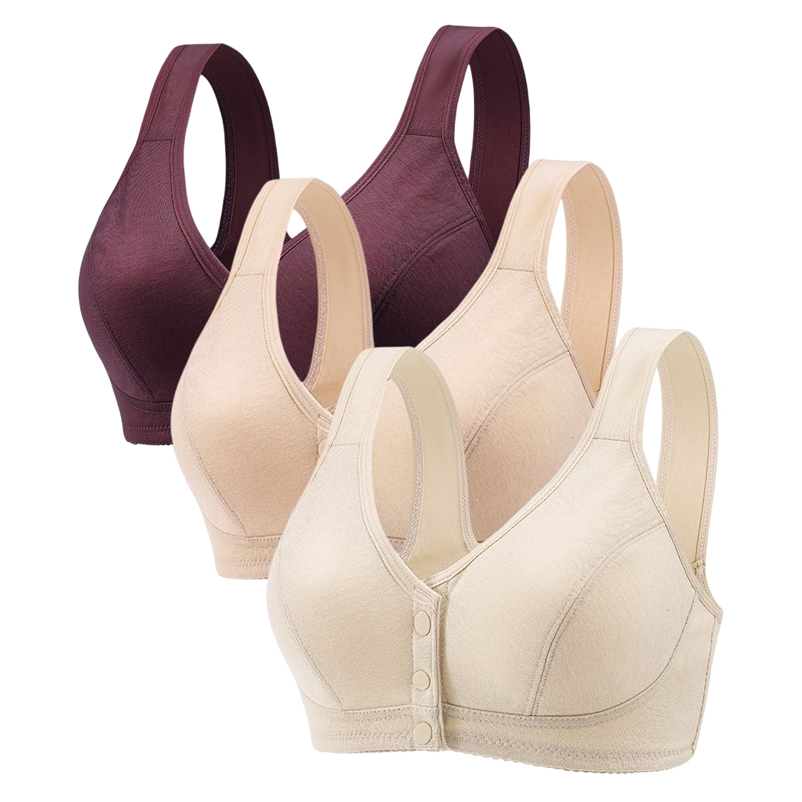 3 Pack Women Comfortable Cotton Bra Gift For Mom Fashion Soft Bralette ...