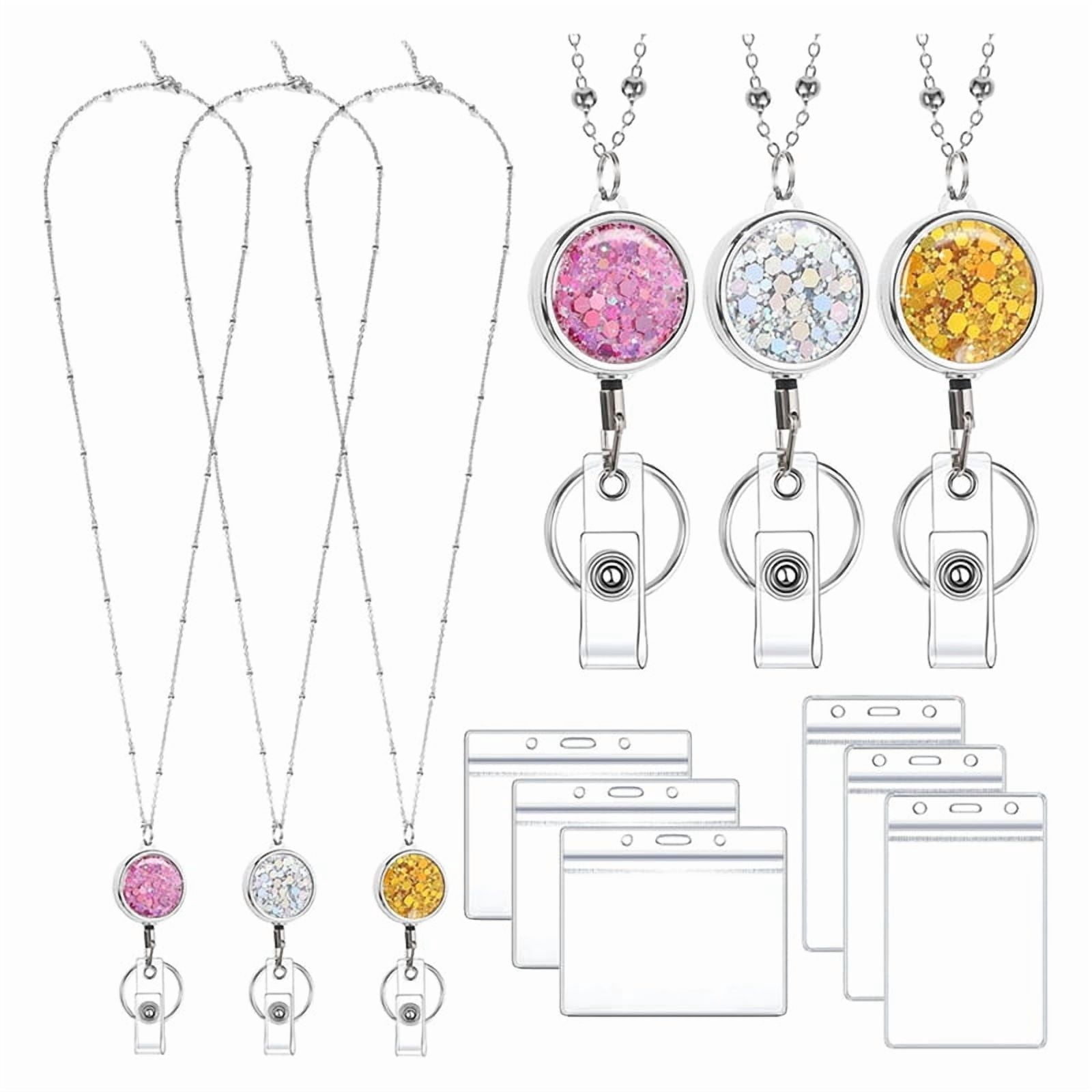 3 Pack Women Lanyards for Id Badges with 6 Pcs Id Badge Holder for ...