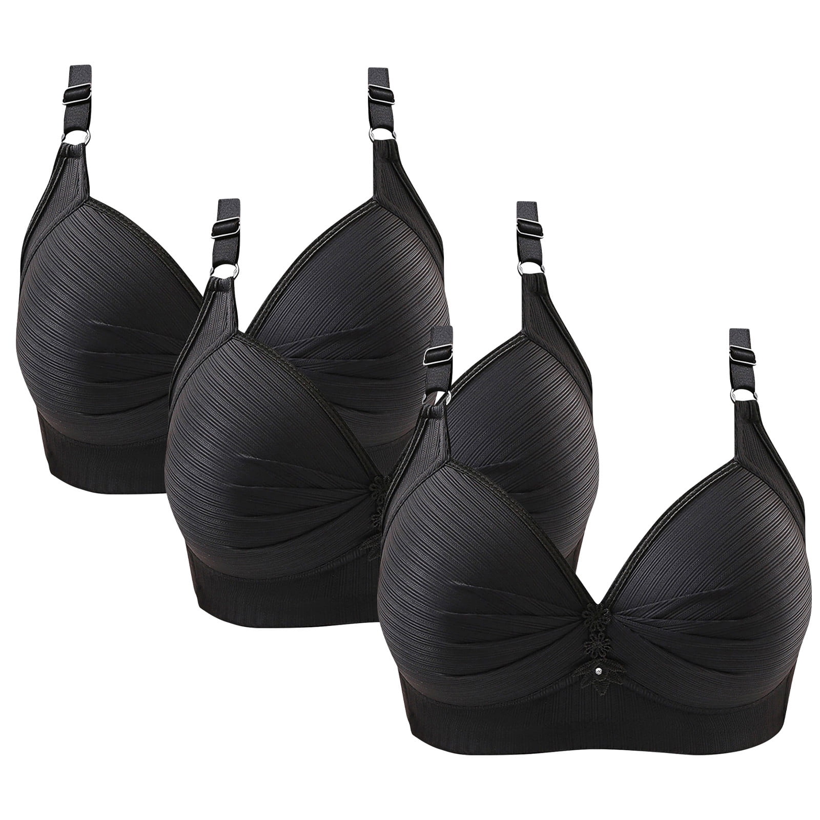 3 Pack Women Support Wireless T-Shirt Bra Plus Size Seamless ...