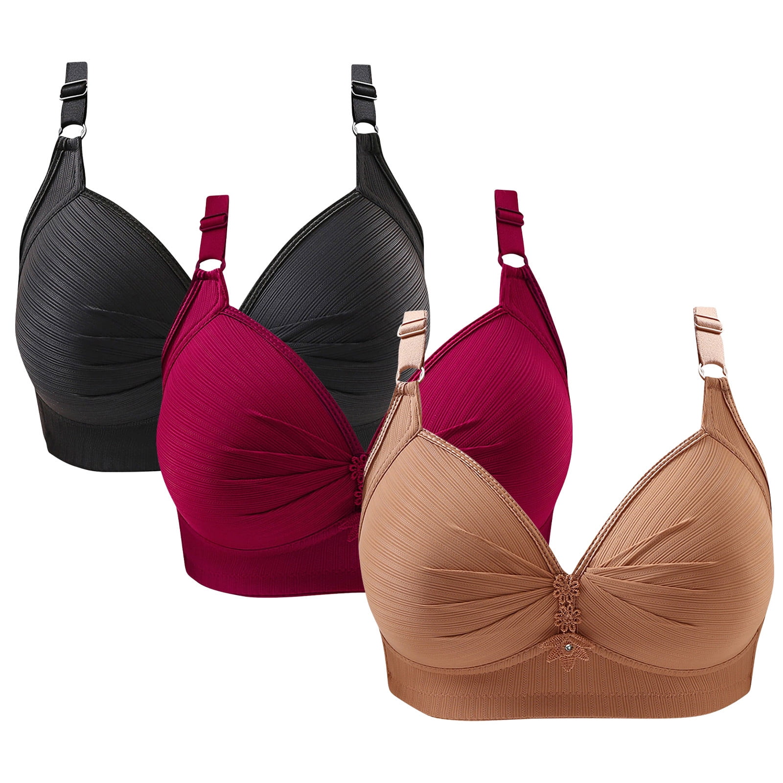 3 Pack Women Support Wireless T-Shirt Bra Plus Size Seamless ...