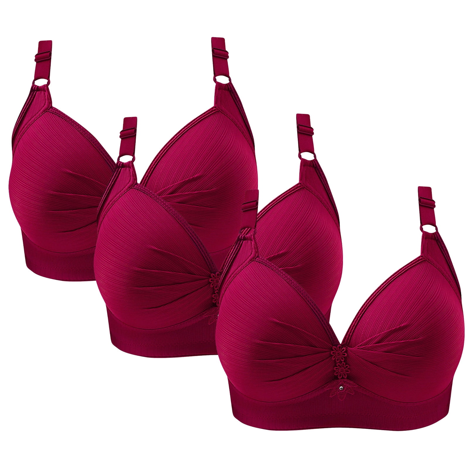 3 Pack Women Support Wireless T-Shirt Bra Plus Size Seamless ...