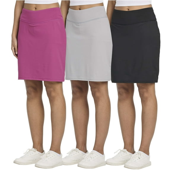 3 Pack: Women's 20" Golf Skirts Knee Length Skorts Athletic Modest Long ...