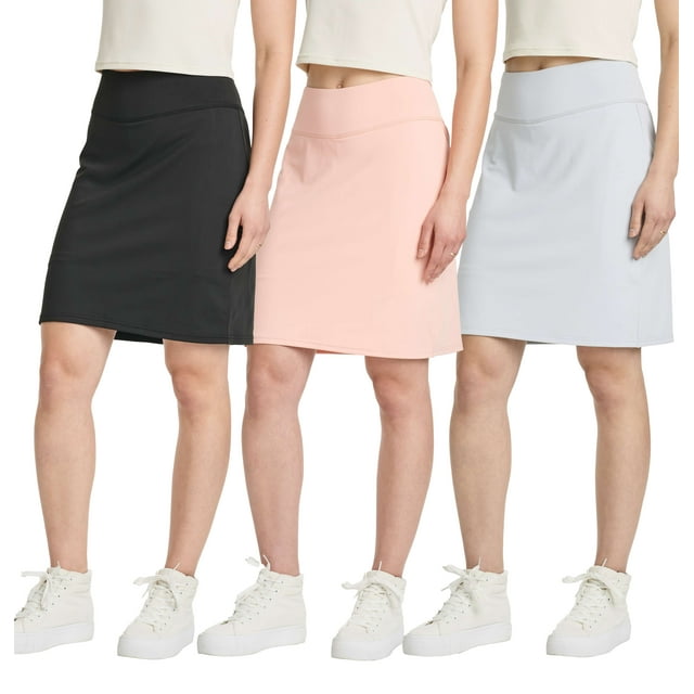 3 Pack: Women's 20" Golf Skirts Knee Length Skorts Athletic Modest Long ...