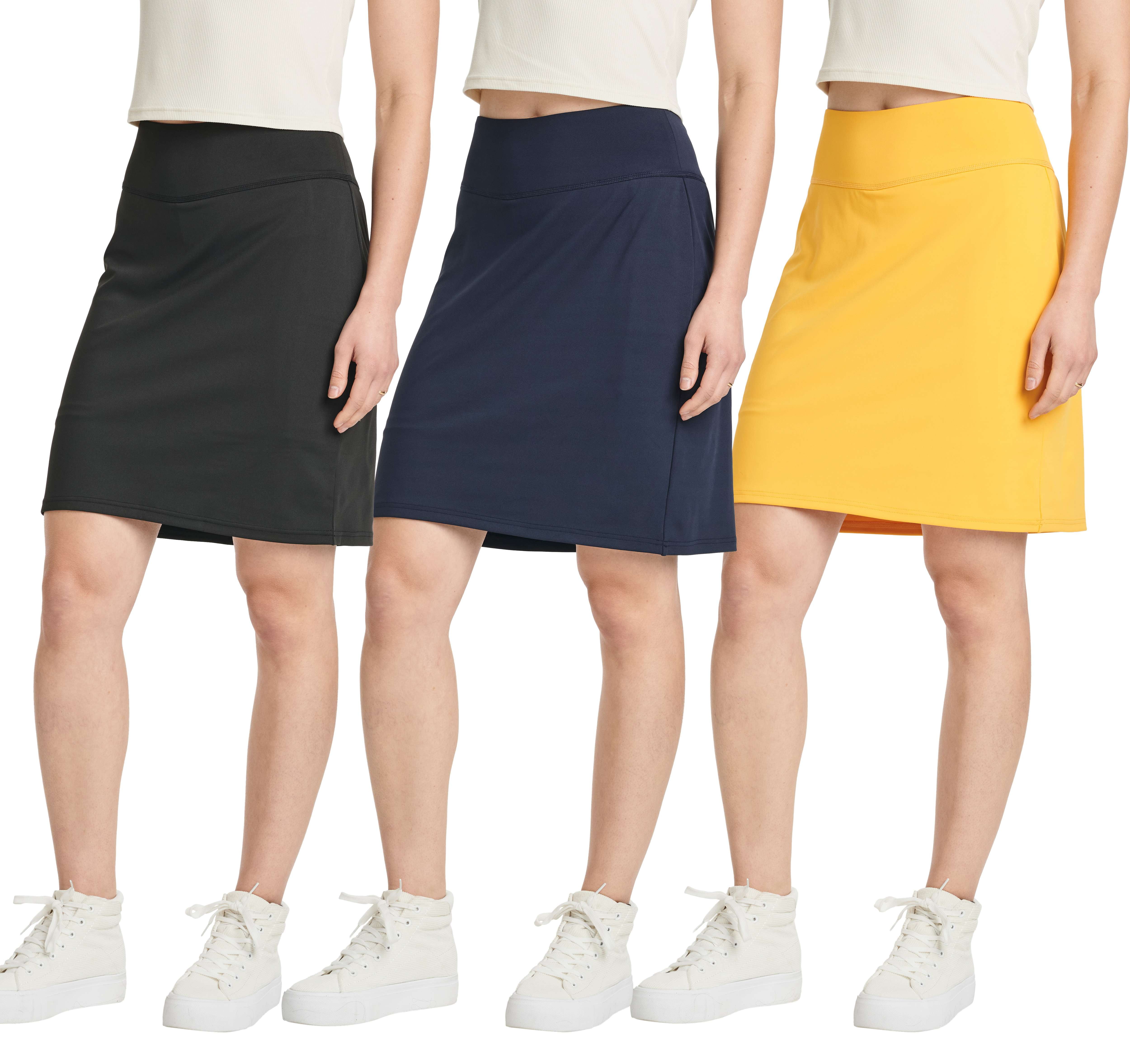3 Pack: Women's 20" Golf Skirts Knee Length Skorts Athletic Modest Long ...