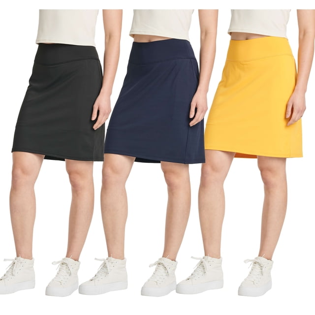3 Pack: Women's 20" Golf Skirts Knee Length Skorts Athletic Modest Long ...