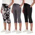 3-Pack: Women's Capri Silky Soft Open Bottom Sweatpants with Drawstring ...