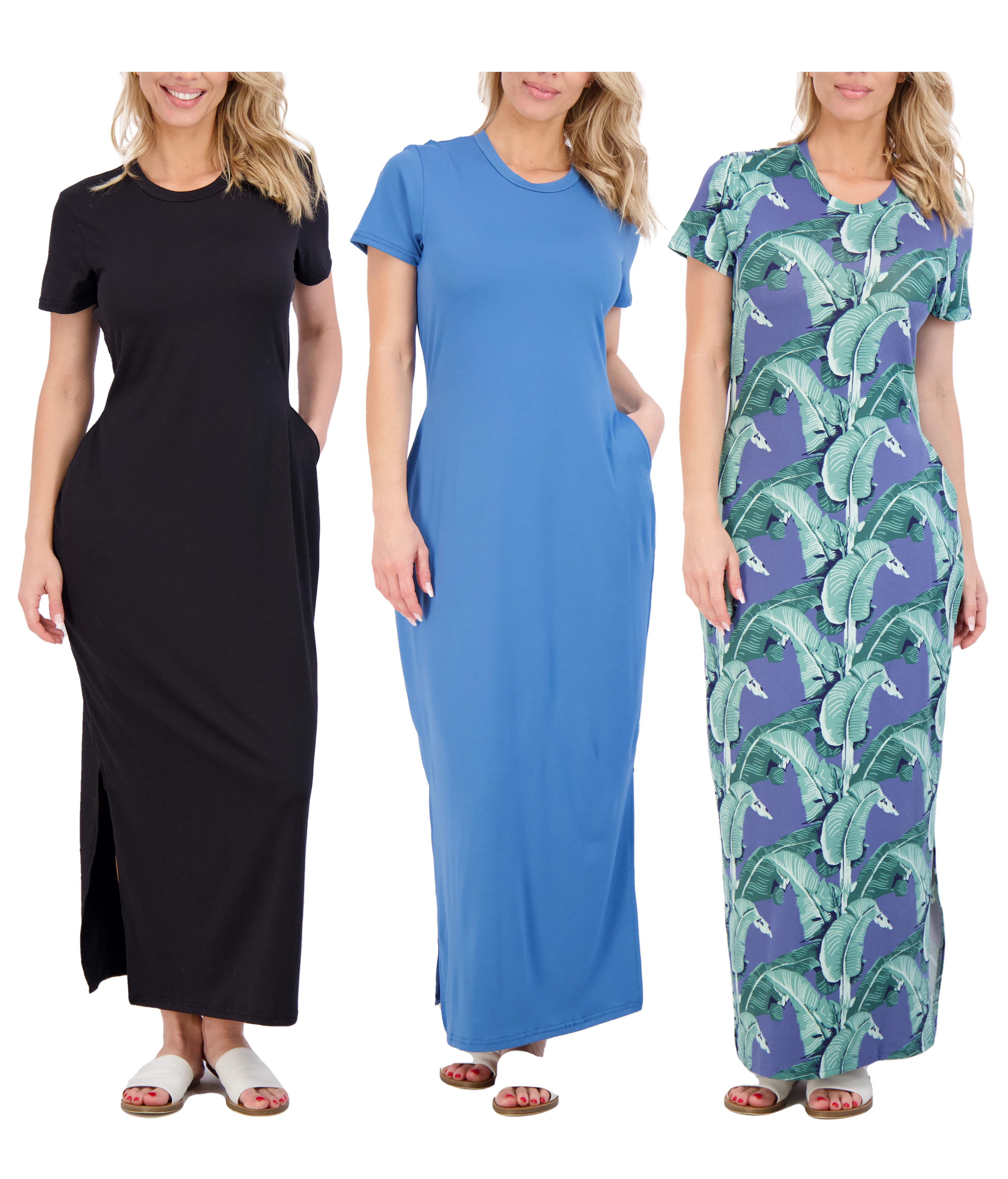 3-Pack: Women's Casual Maxi Dress with Slit & Pockets – Summer & Plus ...
