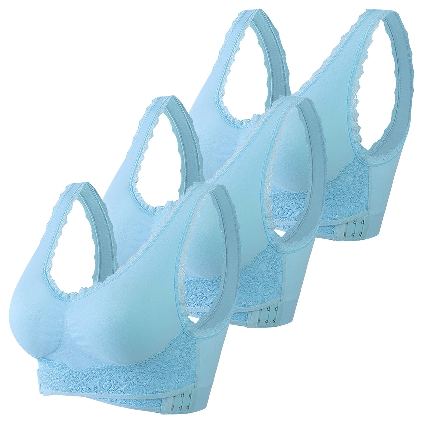 3 Pack Women's Corset Bras Front & Side Buckle Wireless Shapewear ...