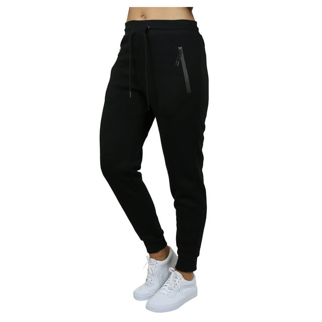 Women's Fleece-Lined Jogger Sweatpants With Zipper Side Pockets ...