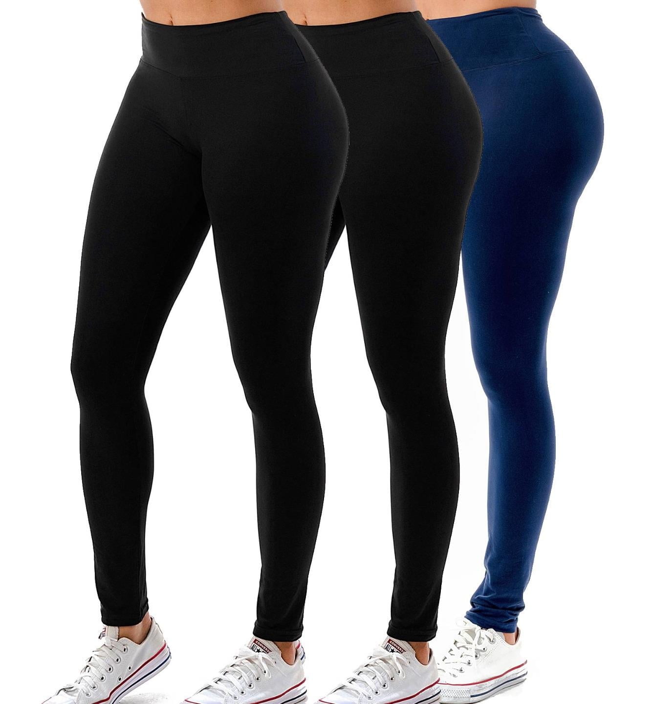 3 Pack Women's High Waisted Leggings Wide Elastic Tummy Control Legging ...