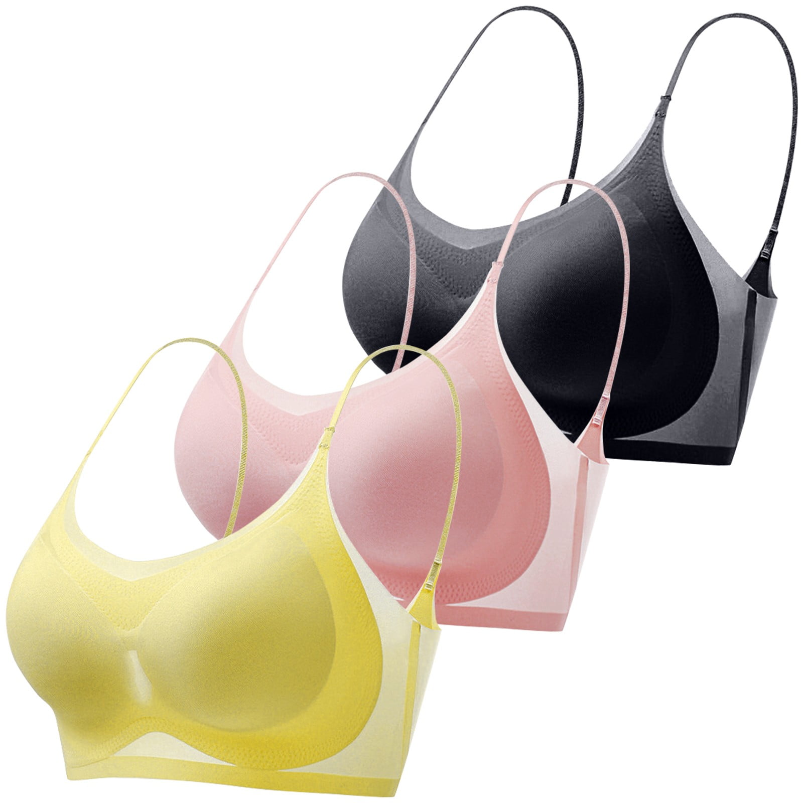 3 Pack Women's Ice Silk Bras Ultra Thin Mesh Bralettes with Suspenders ...