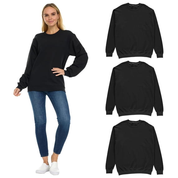 3 Pack Women’s Oversized Crew Neck Sweatshirts – Fleece Lined Bulk ...