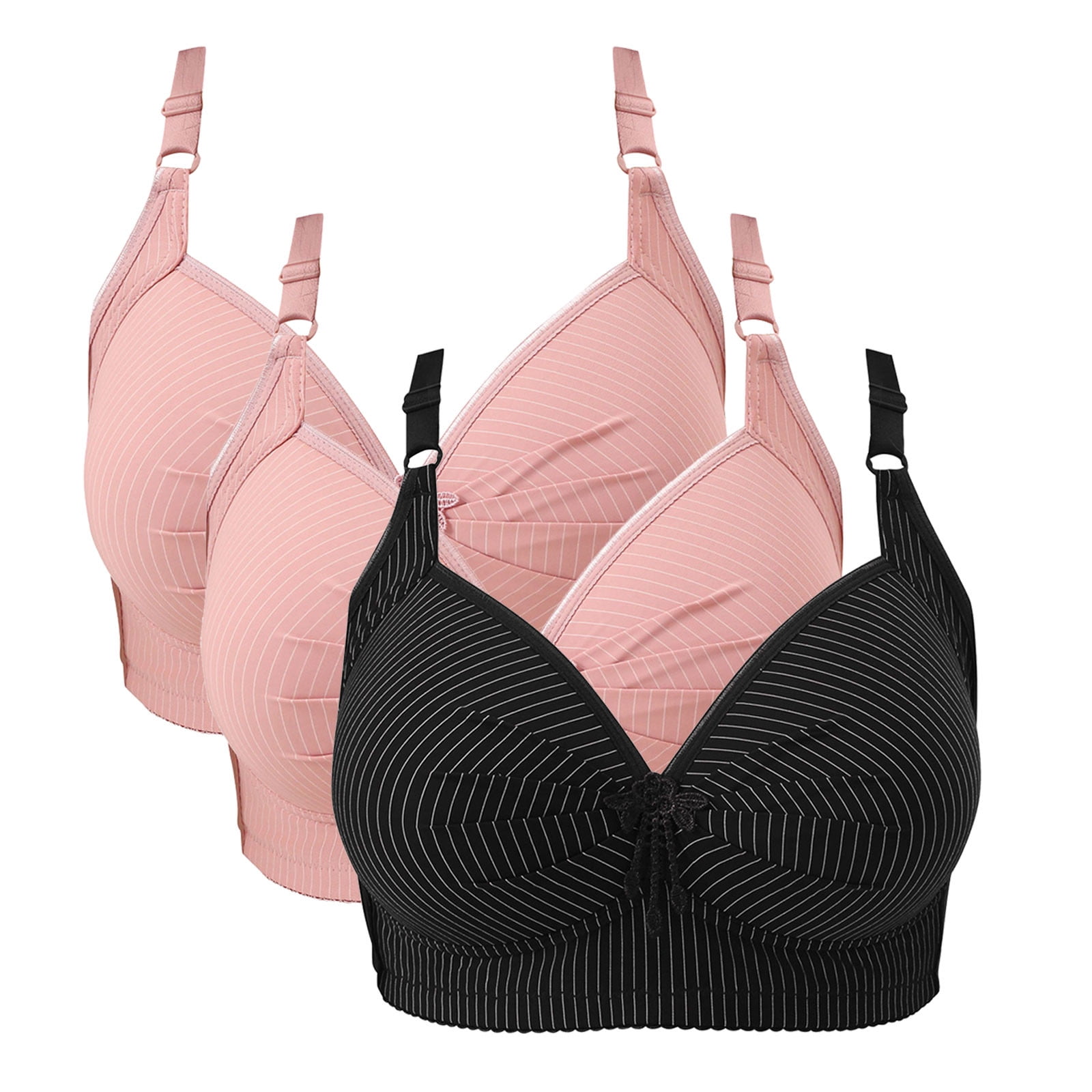 3 Pack Women's Plus Size Bras Adjustable Strap Wireless Bra Push Up ...