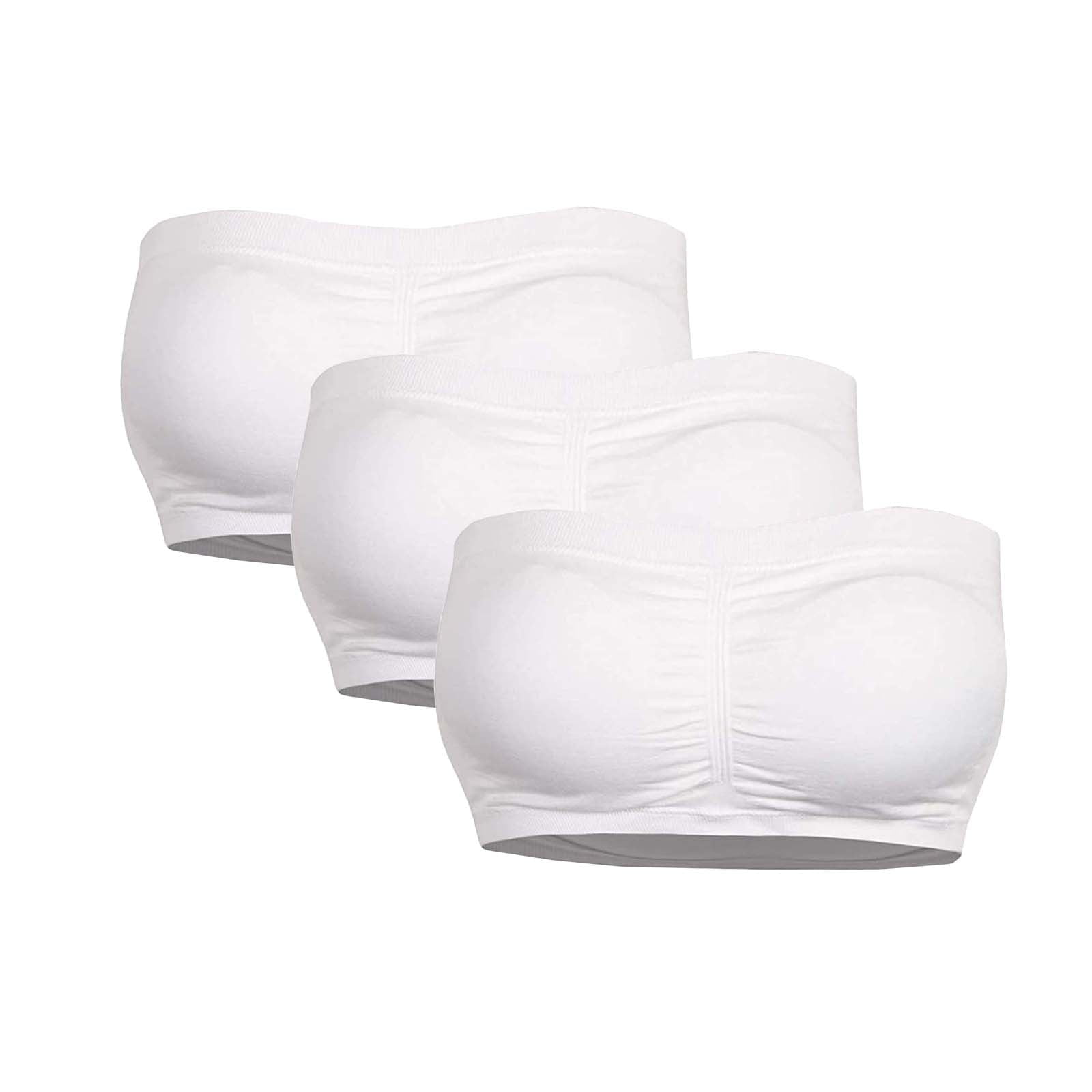 3 Pack Women's Plus Size Strapless Bras for Women Seamless Bandeau Crop ...