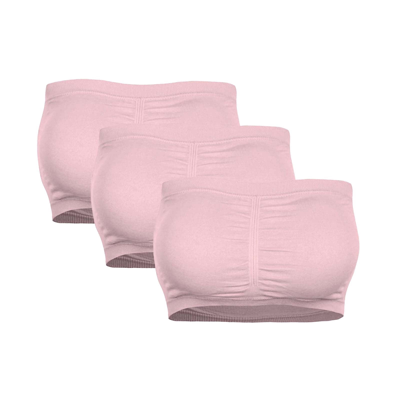 3 Pack Women's Plus Size Strapless Bras for Women Seamless Bandeau Crop ...