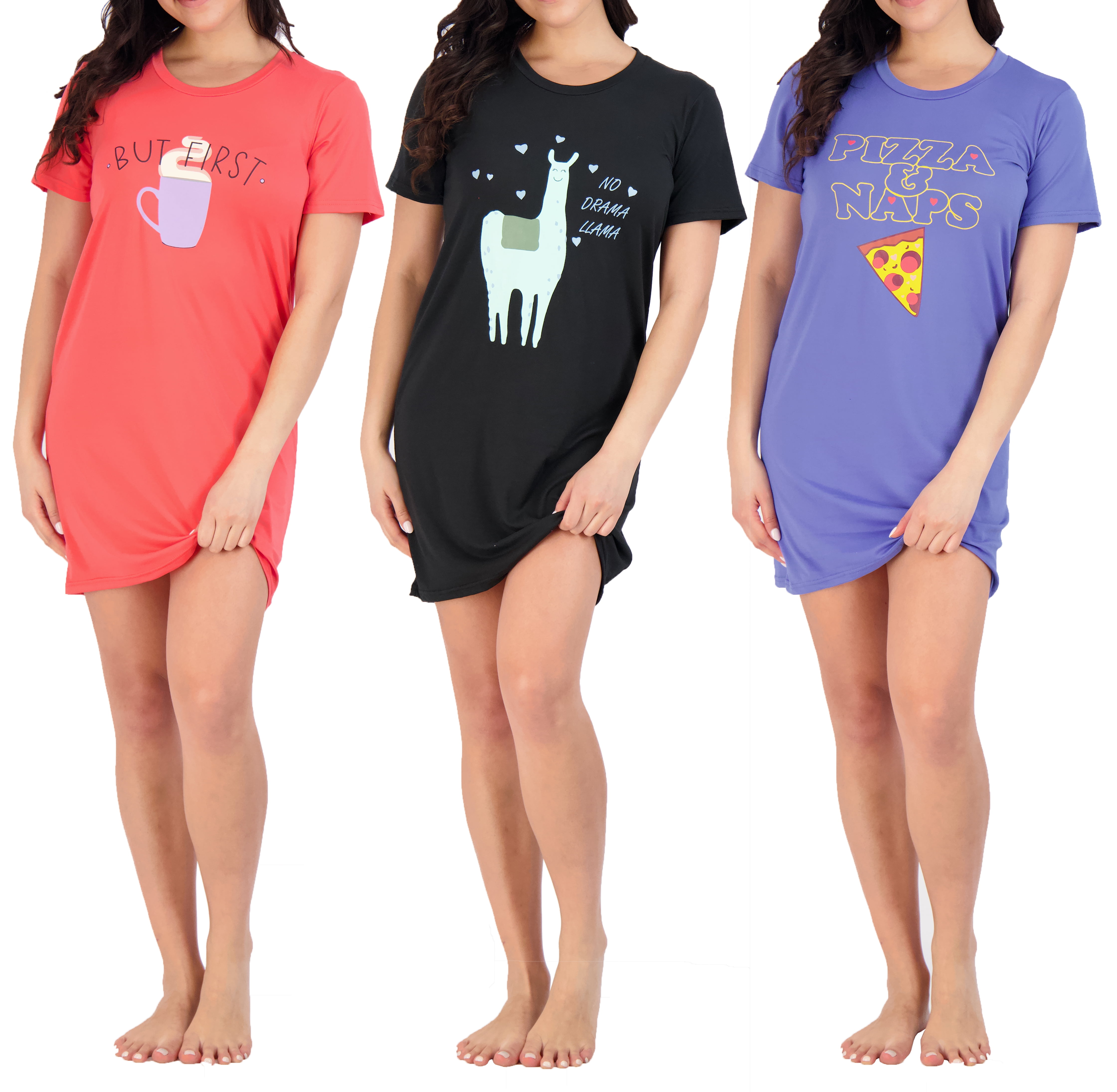 Real Essentials Women's Ultra-Soft Nightgown, Bamboo Modal Sleepwear, 3 ...