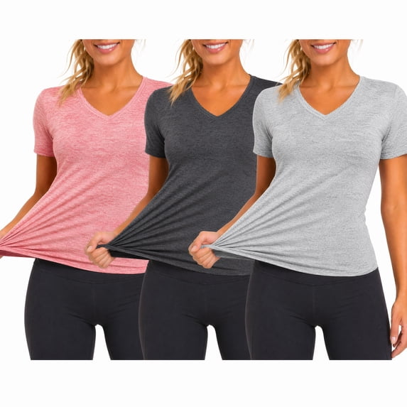 3 Pack Women's Quick Dry V Neck Athletic T-Shirts, Moisture Wicking ...