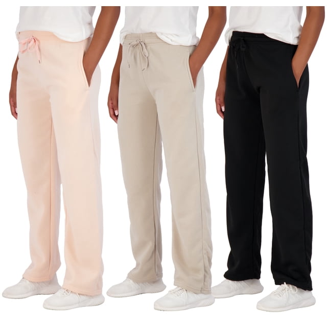 3 Pack: Women's Relaxed Fit Fleece Open Bottom Sweatpants Pockets ...