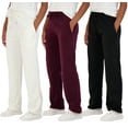 3 Pack: Women's Relaxed Fit Fleece Open Bottom Sweatpants Pockets ...