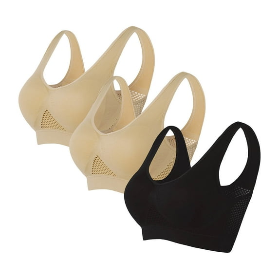 3-Pack Women's Seamless Wire-Free Sports Bra with Removable Pads for ...