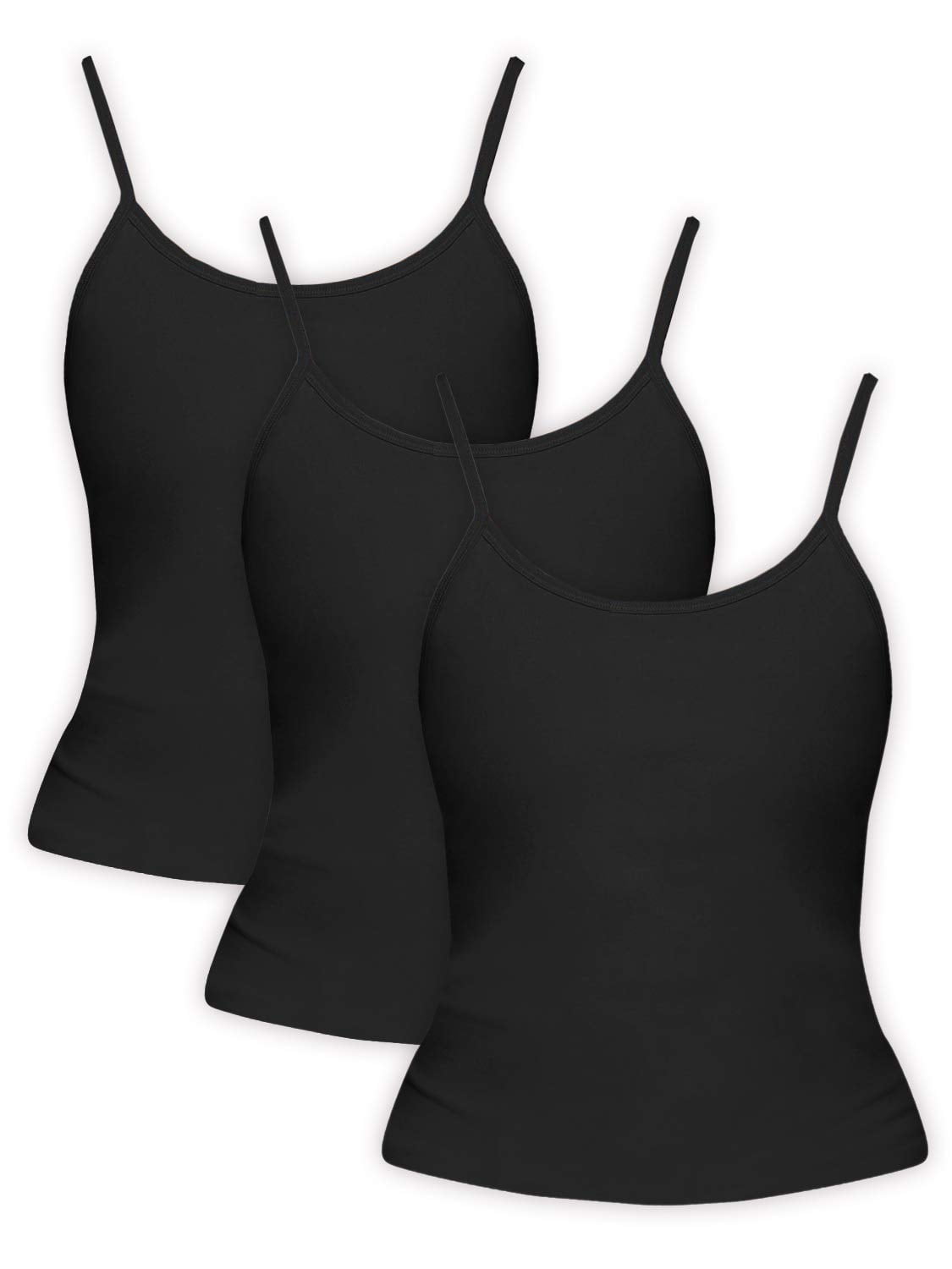 Hanes Women`s Stretch Cotton Cami With Built In Shelf Bra O9342 M Black Pack Of 3 3 Black