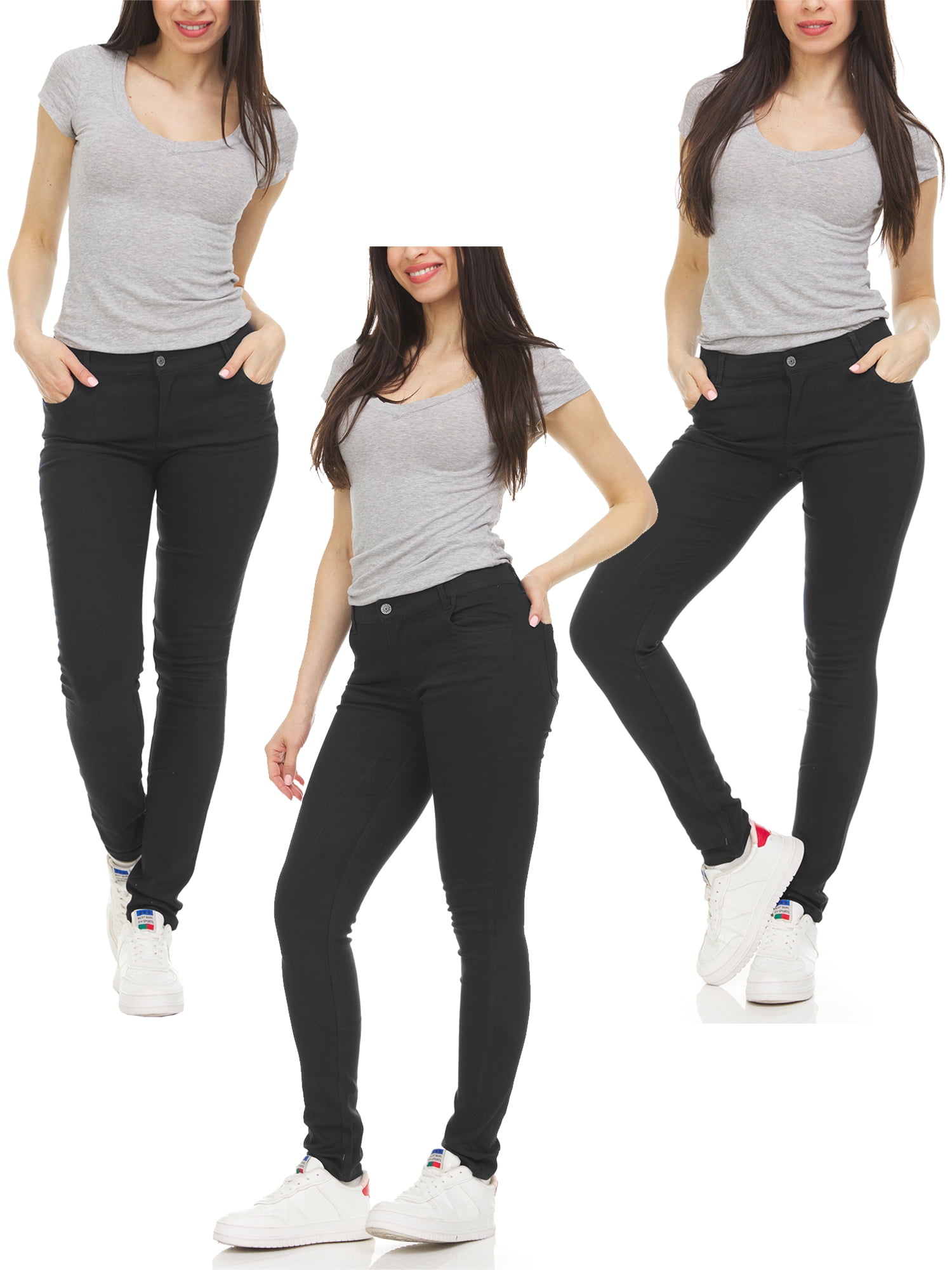 Galaxy by Harvic Women's Stretch Twill Skinny Fit Chino Work Pants, 3 ...