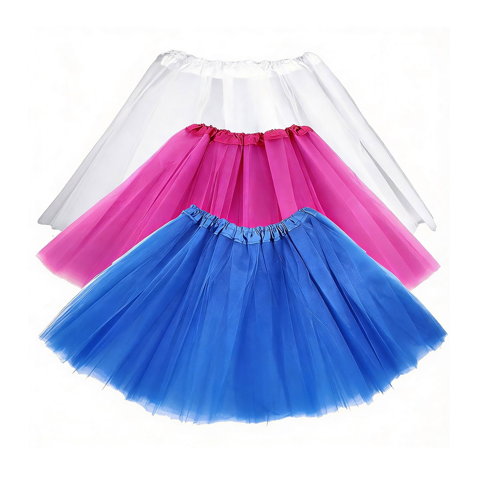 3-Pack Women's Tulle Tutu Skirt Set, Layered Mesh Dance Skirt, Elastic ...