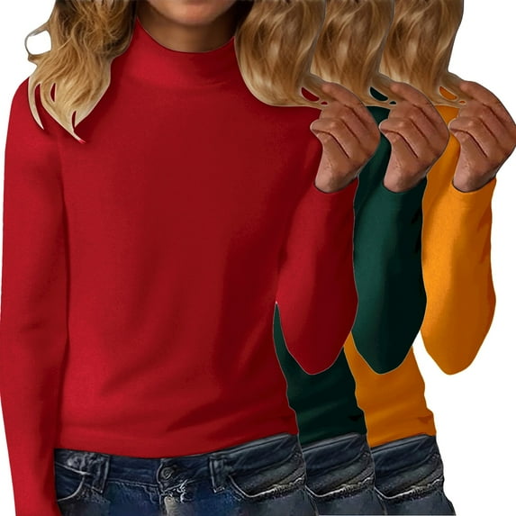 3 Pack Women's Turtleneck Long Sleeve Tops Thermal Underwear Base Layer ...