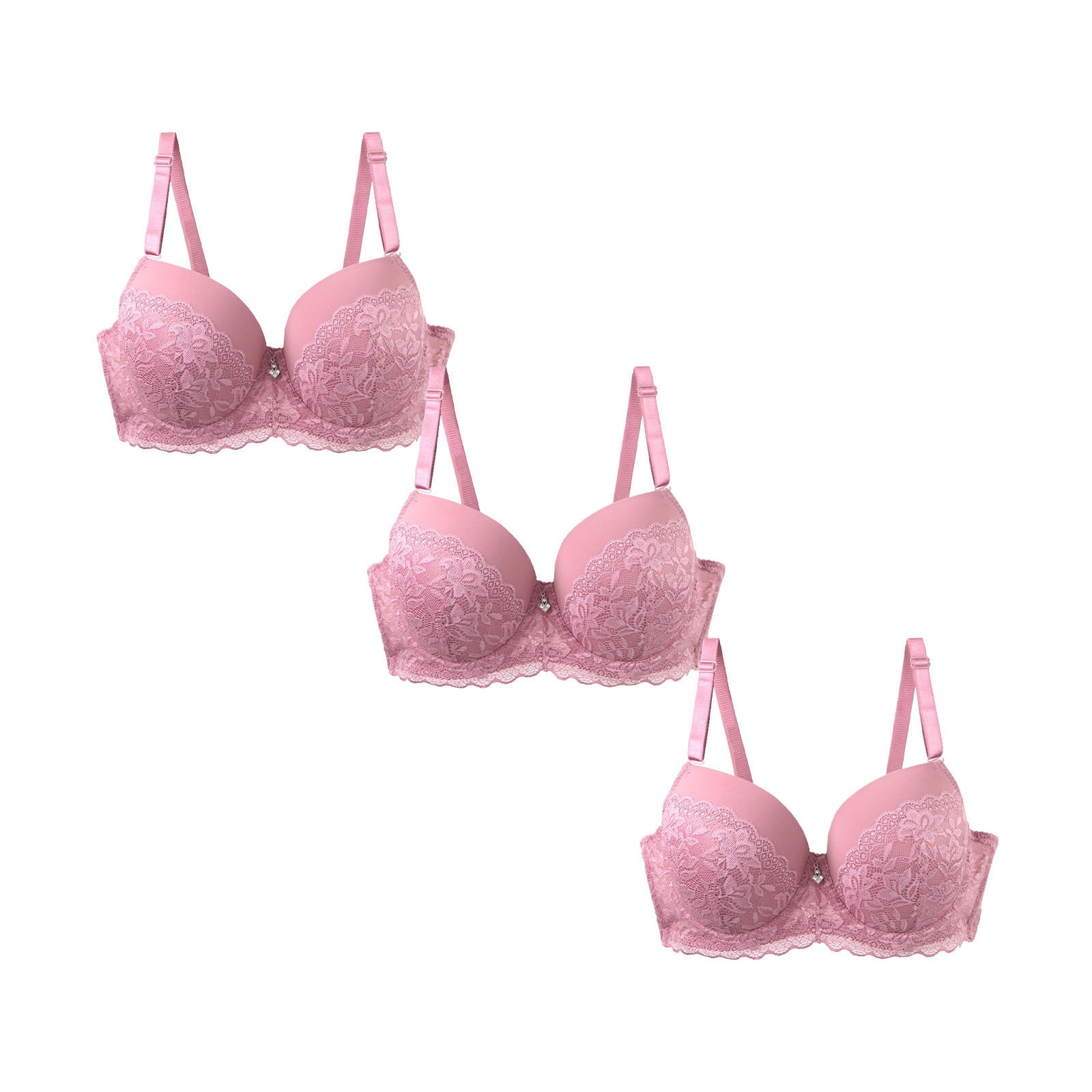 3 Pack Women's Underwire Push Up Bras Plus Size – Full Coverage Lace ...