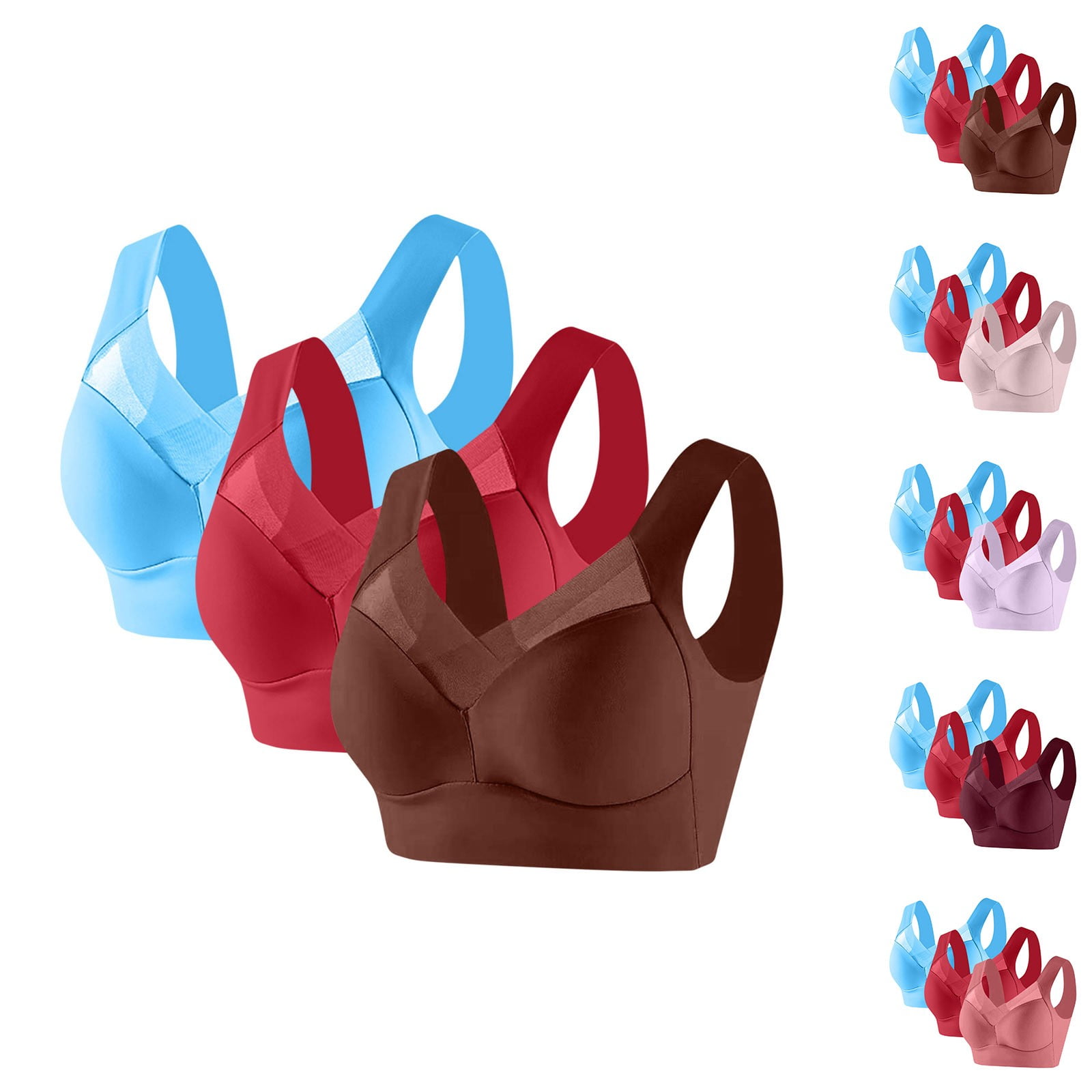 3-Pack Women's Wire-Free Comfort Bra - Ultra Soft Seamless Yoga Bra for ...