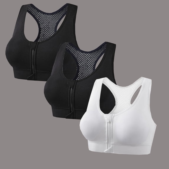 3 Pack Women's Wireless Sports Bra Tank Top, Solid Color Ultra Soft ...