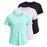 3 Pack Women's Workout Tops, Short Sleeve UPF 50+ Rash Guard Athletic ...