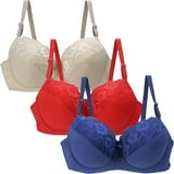 3 Pack Womens Full Coverage Bras Lace Wireless Push Up Bralettes ...