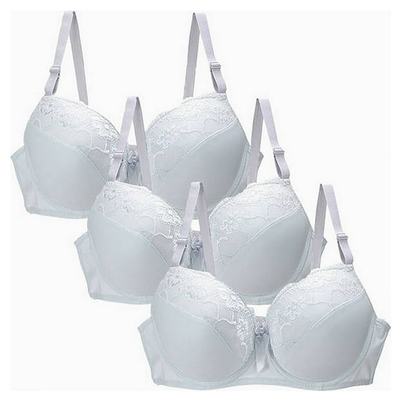 3 Pack Womens Full Coverage Bras Lace Wireless Push Up Bralettes ...