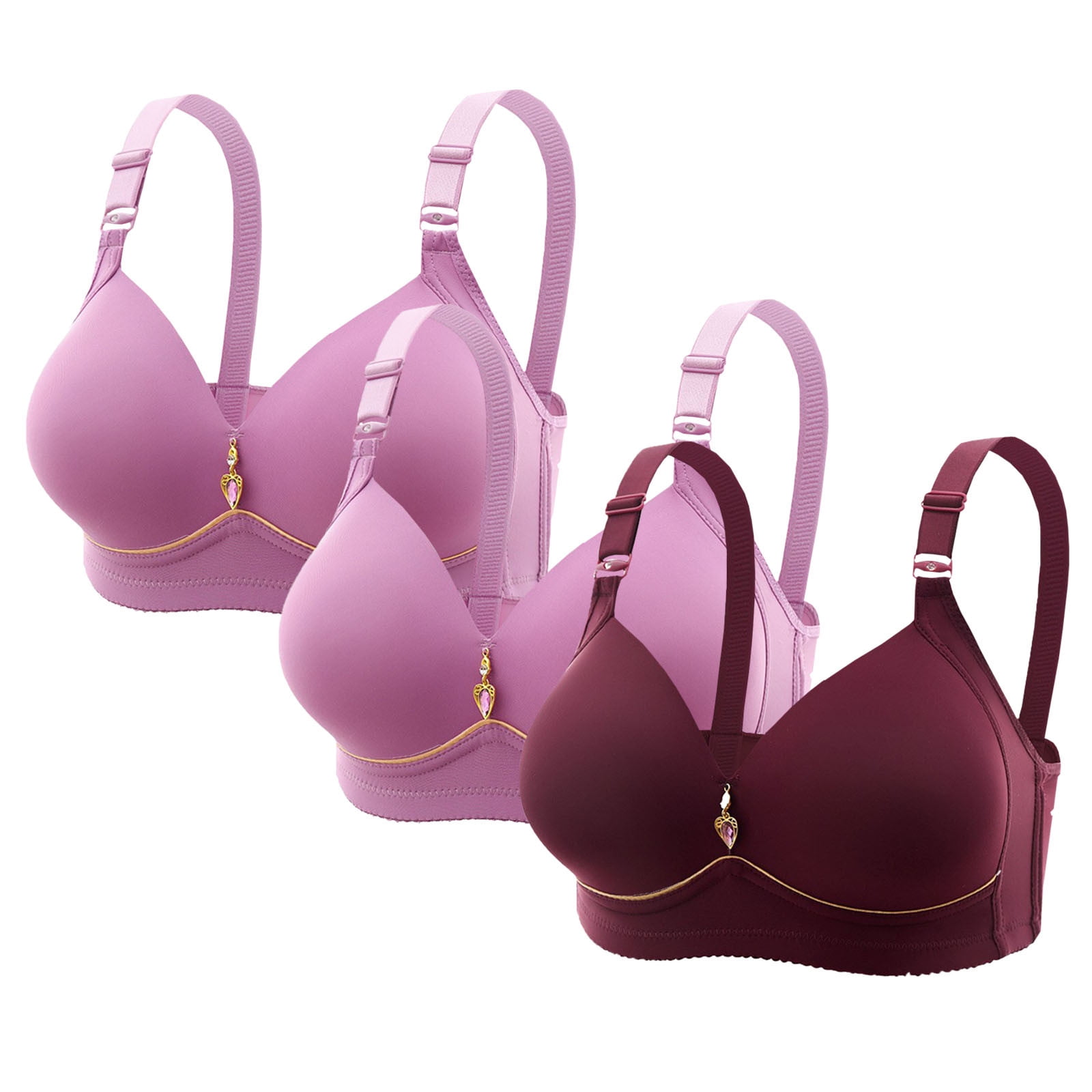 3 Pack Womens Plus Size Wireless Bras Full Figure Seamless Push Up ...