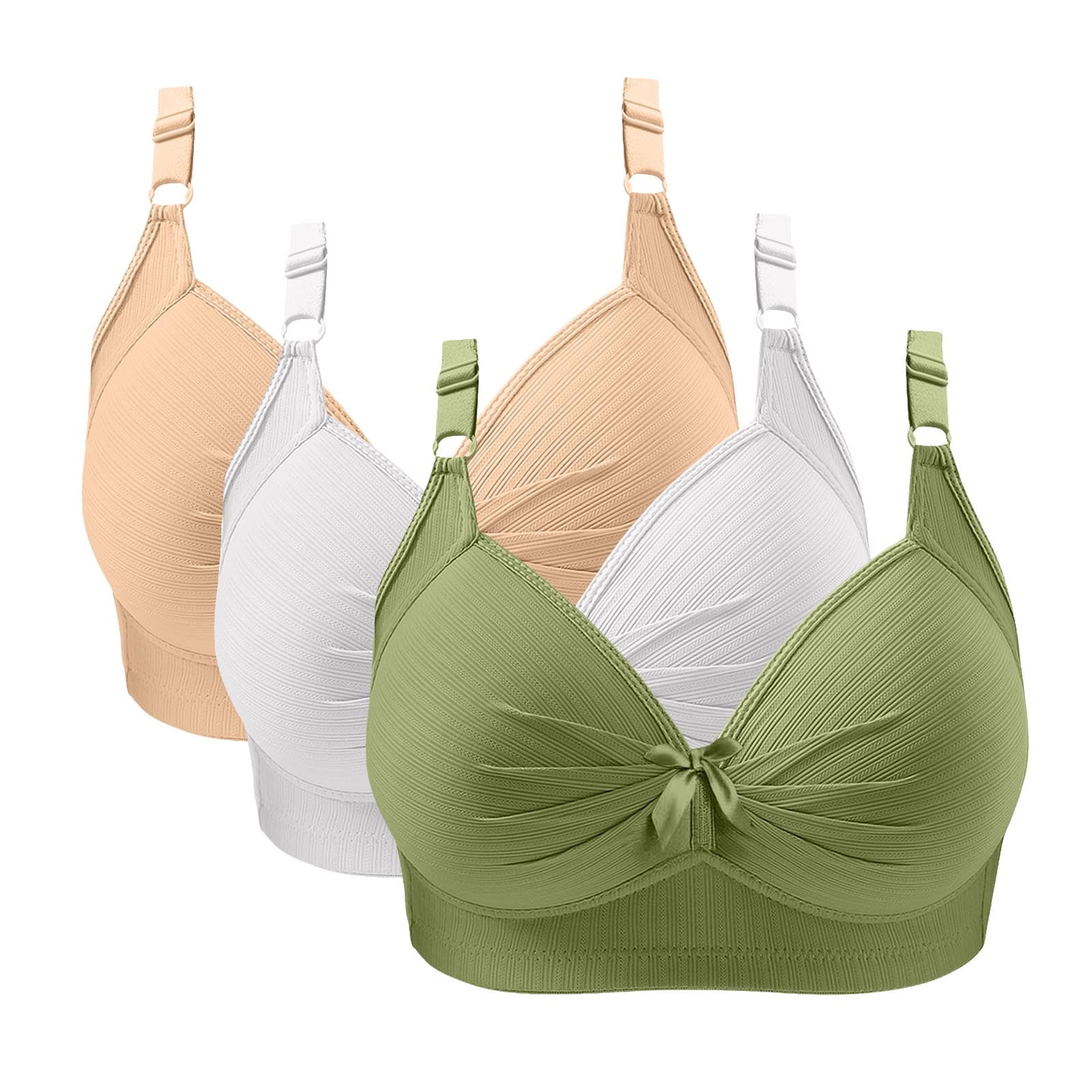 3 Pack Womens Push Up Bras Plus Size Light Lined Wire-Free Brassiere ...
