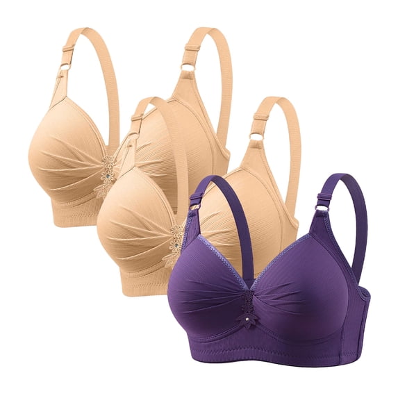 3 Pack Womens Push Up Bras Plus Size S-5X Wireless Support Bralettes ...