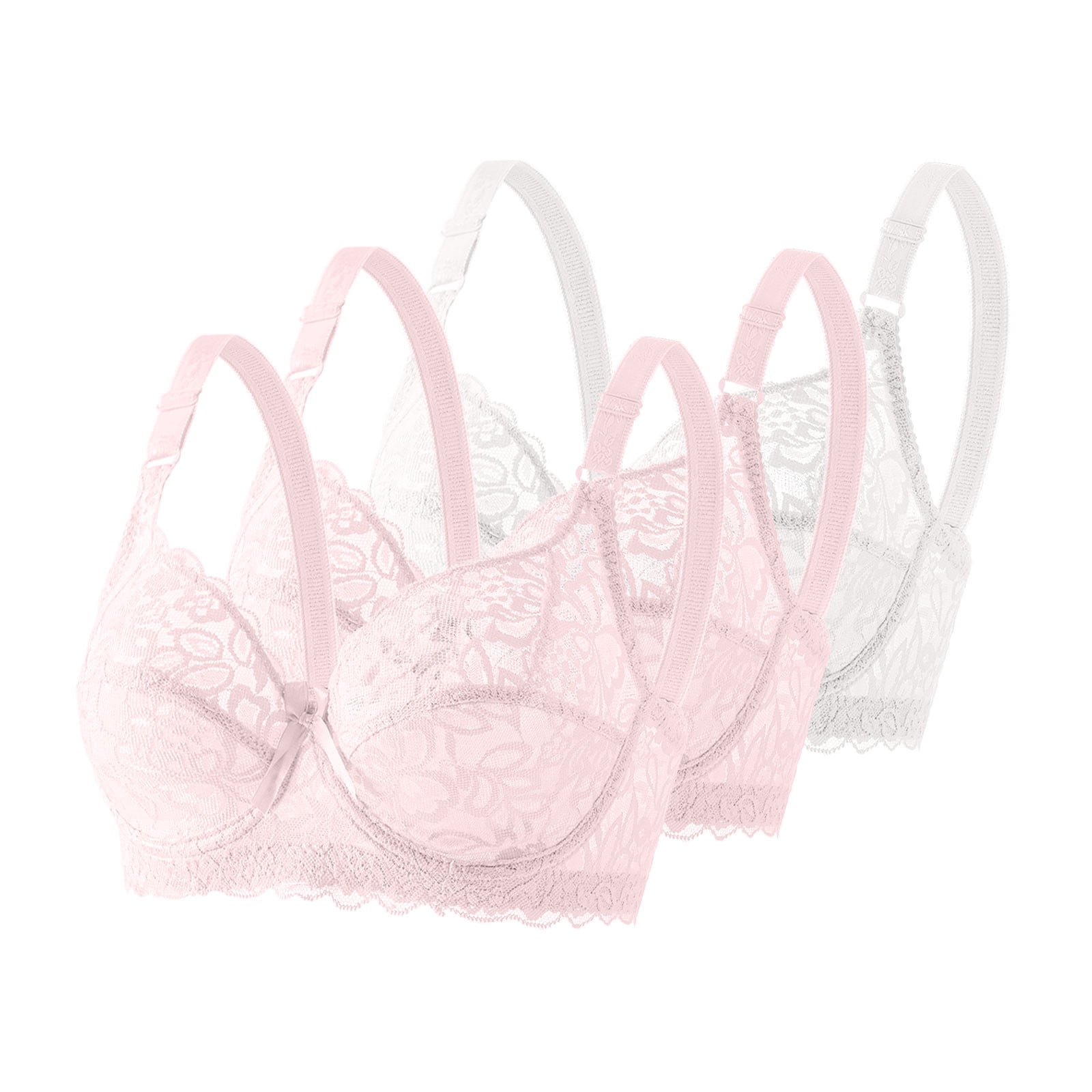 3 Pack Womens Lace Bra Sheer Full Coverage Underwire Thin Breathable ...