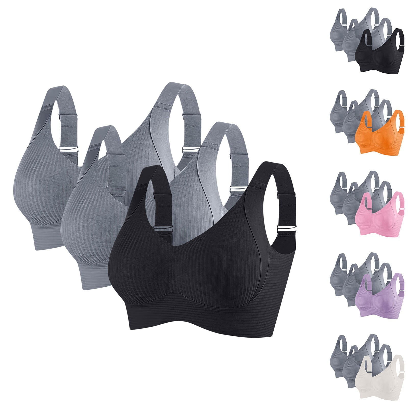 3 Pack Womens Sports Bras, ZHUGeLI Yoga Comfort Seamless Stretchy High ...