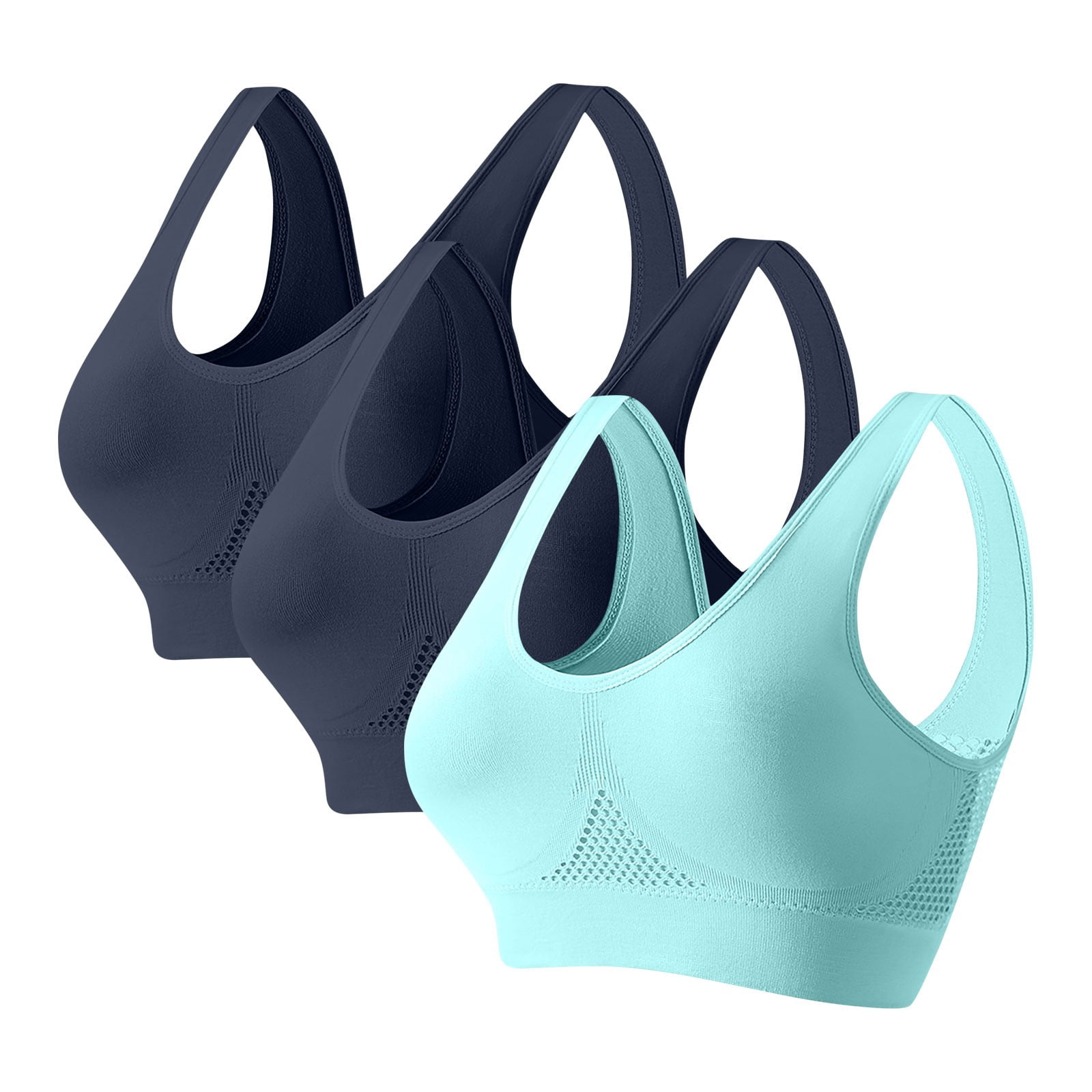3 Pack Womens Sports Plus Size Bras Wireless Full Coverage Pushup ...