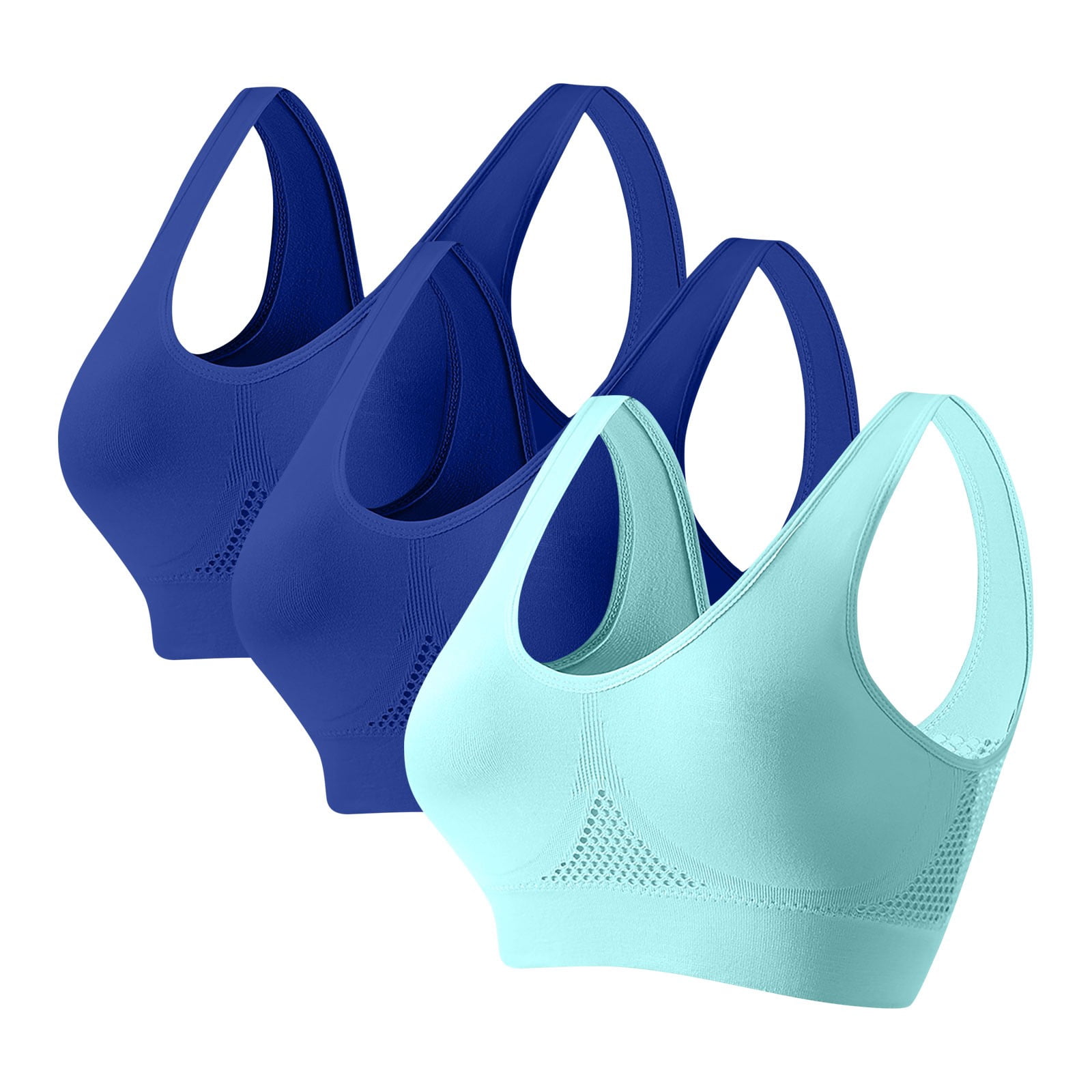3 Pack Womens Sports Plus Size Bras Wireless Full Coverage Pushup ...