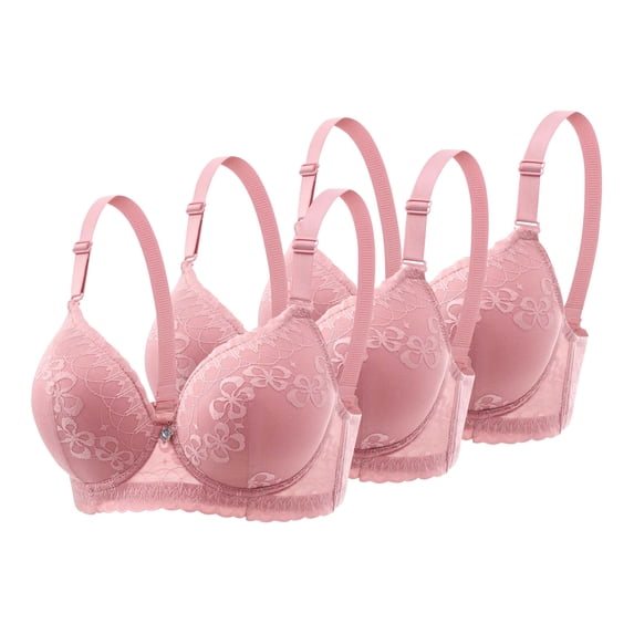 3 Pack Womens Underwire Push Up Bras Floral Embroidered Full Coverage ...